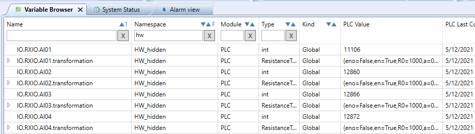 Analog input settings | Domat Control System