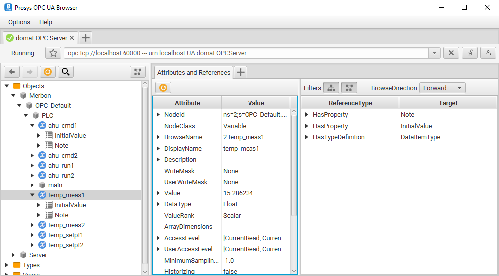 PLC and Domat OPC server | Domat Control System
