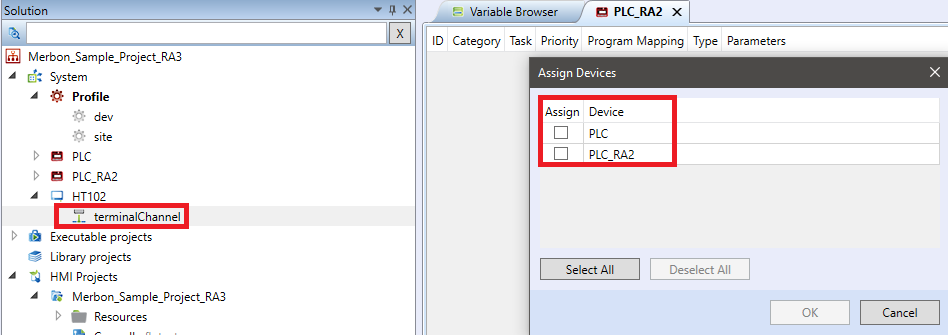 No variables available in the Add variable dialog in HMI Editor | Domat Control System