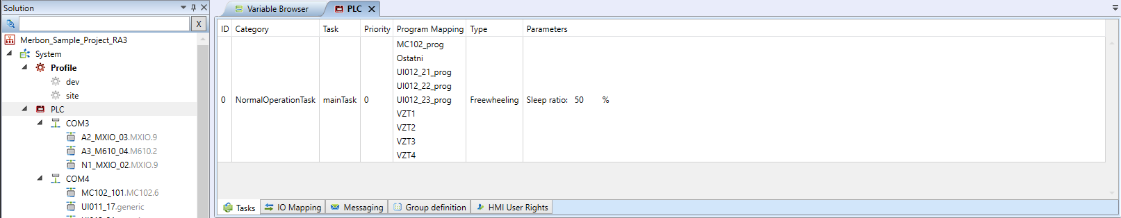 Mapping of programs (tasks) on PLC | Domat Control System